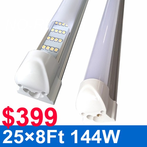 8FT LED Tube Light 144W Shop Light Bulb 6500K Ceiling Fixture 14400LM ...