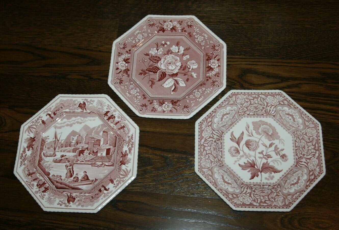 SPODE THREE OCTAGONAL CRANBERRY PLATES- SPODE ARCHIVE COLLECTION | eBay