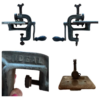 Rare Vintage Ideal Cast Iron Hand Crank Pinking Machine Fabric Cutter ...