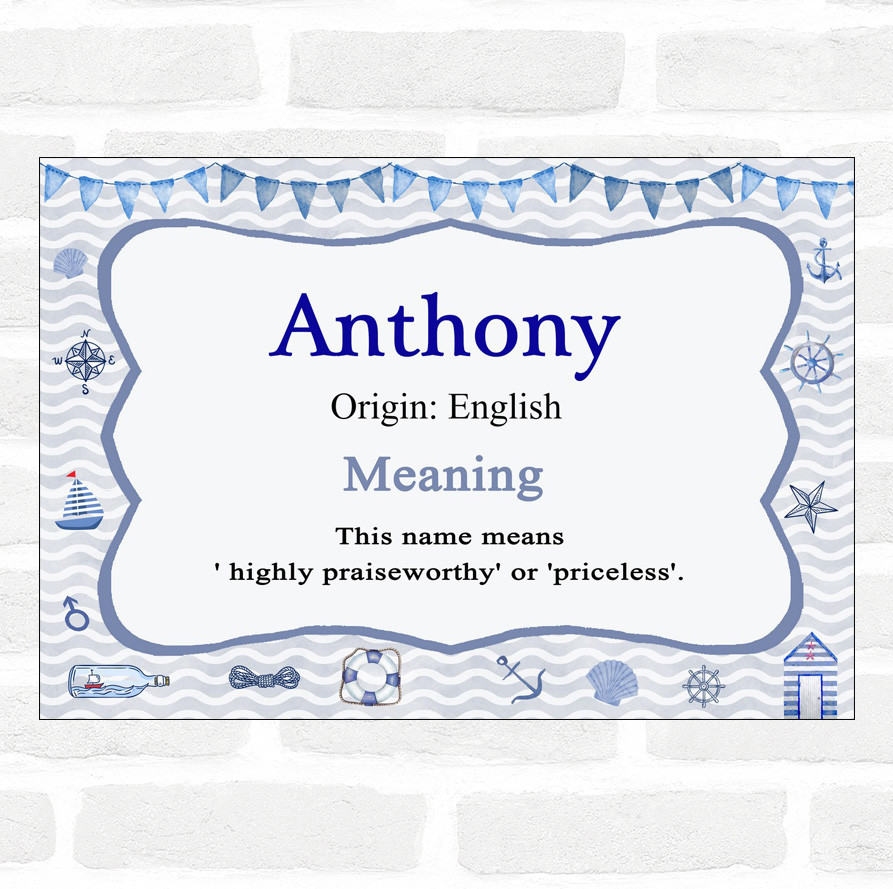 Anthony Name Meaning Nautical Certificate | eBay