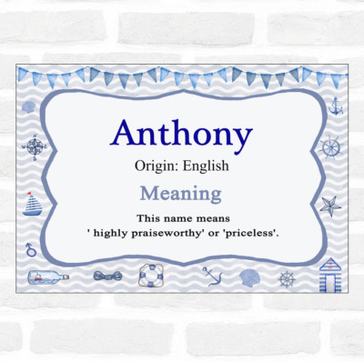 Anthony Name Meaning Nautical Certificate | eBay