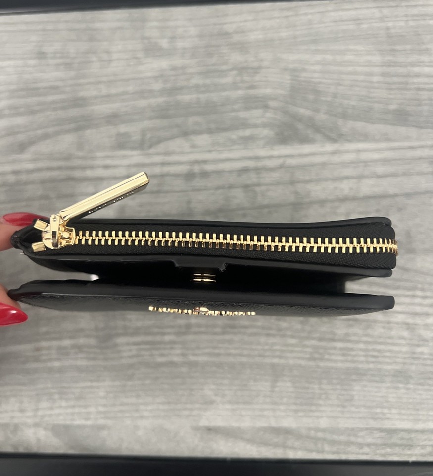 Kate Spade Madison Small Lzip Bifold Saffiano Leather Wallet in Black ...