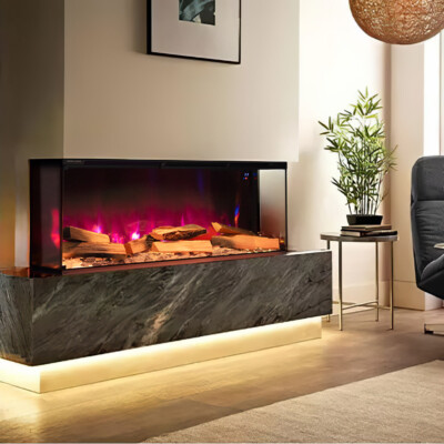 Electric 3 Sided Media Fire 40/50/60in Standing Insert LED Fireplace ...