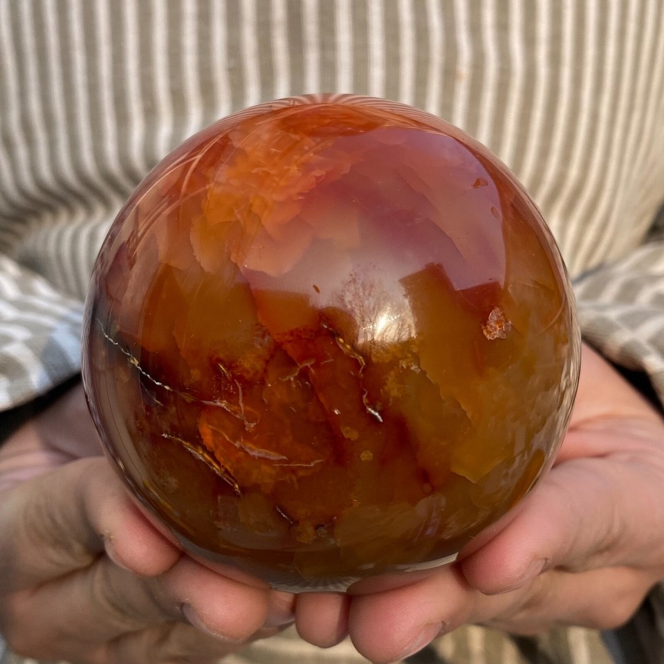 702g Large Banded Agate Geodes Red Carnelian Quartz Crystal Sphere ...