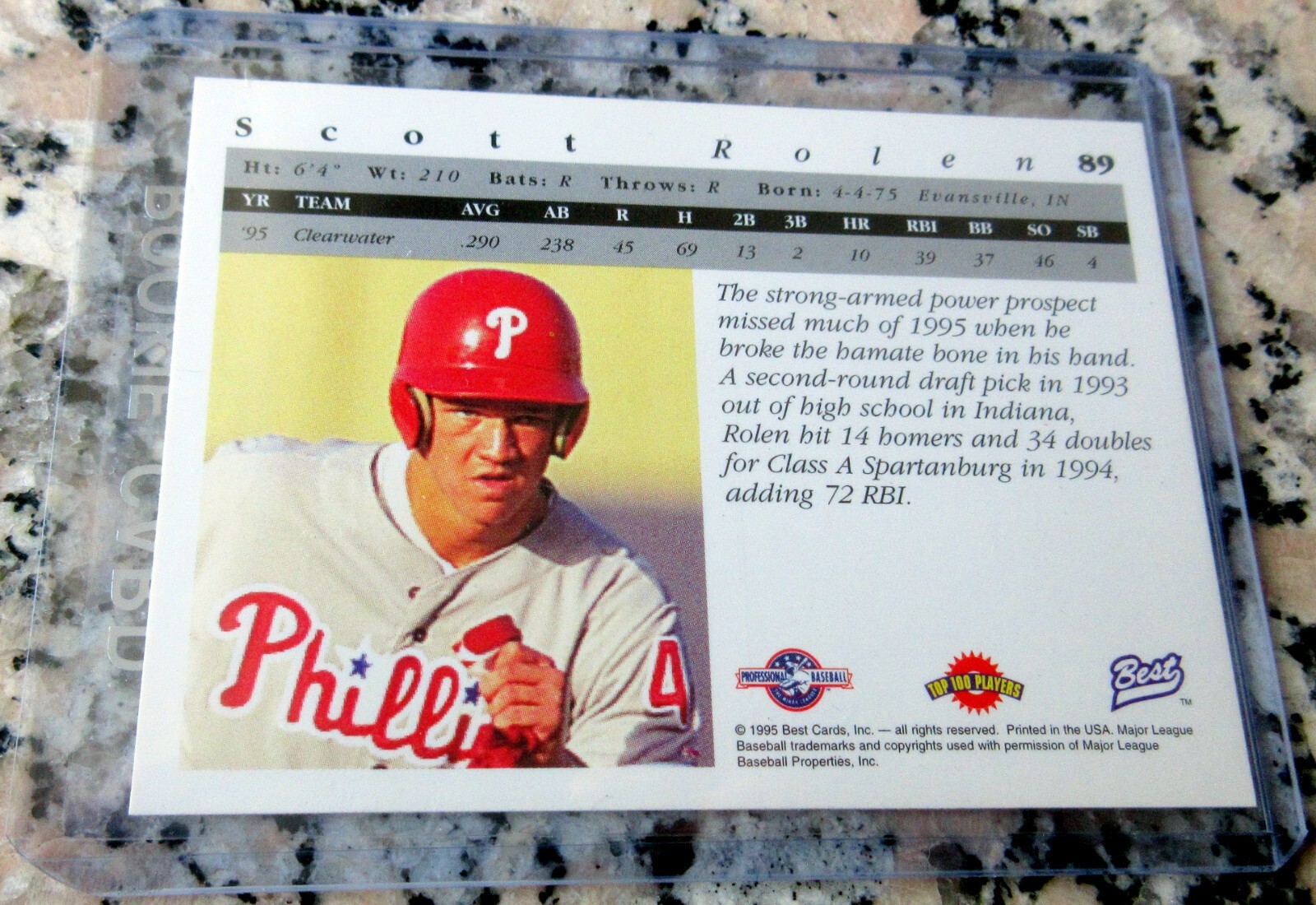 SCOTT ROLEN 1995 Best Rookie Card RC Phillies Hall Of Fame HOF WS Ring🔥 ...