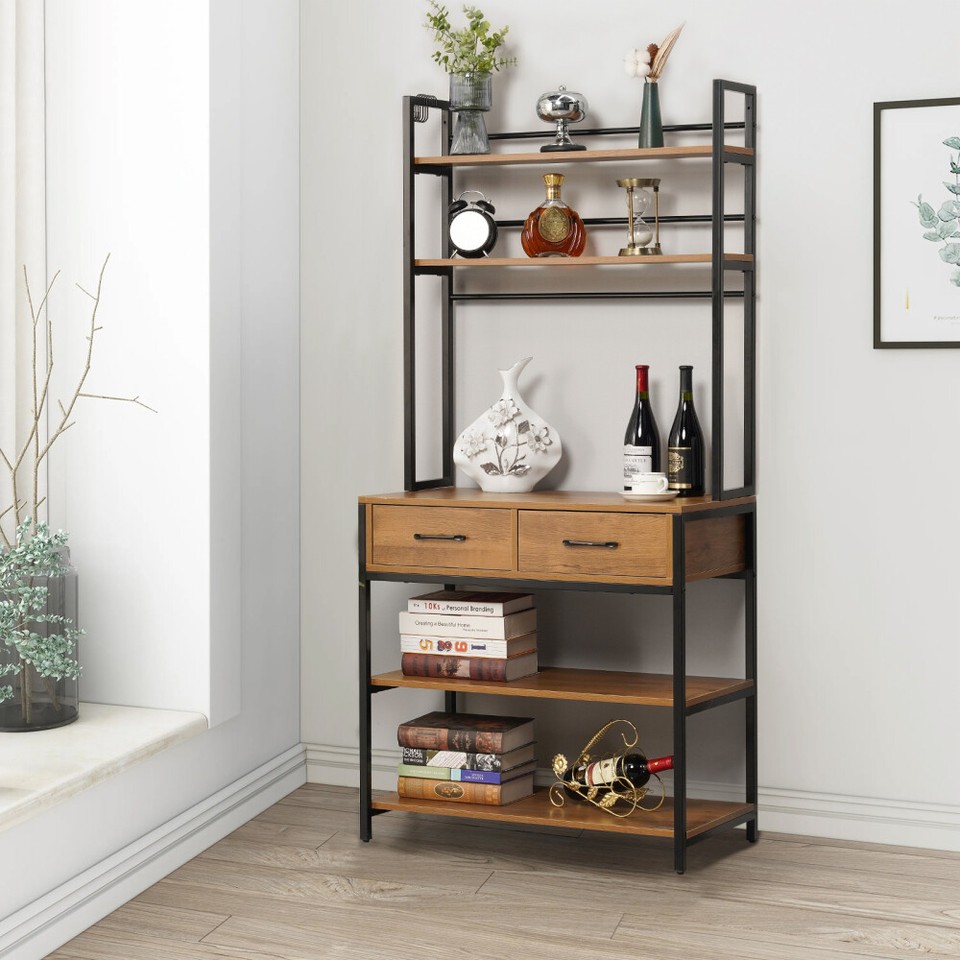 Kitchen Baker’s Rack Industrial Utility Storage Rack w/Shelf Microwave ...