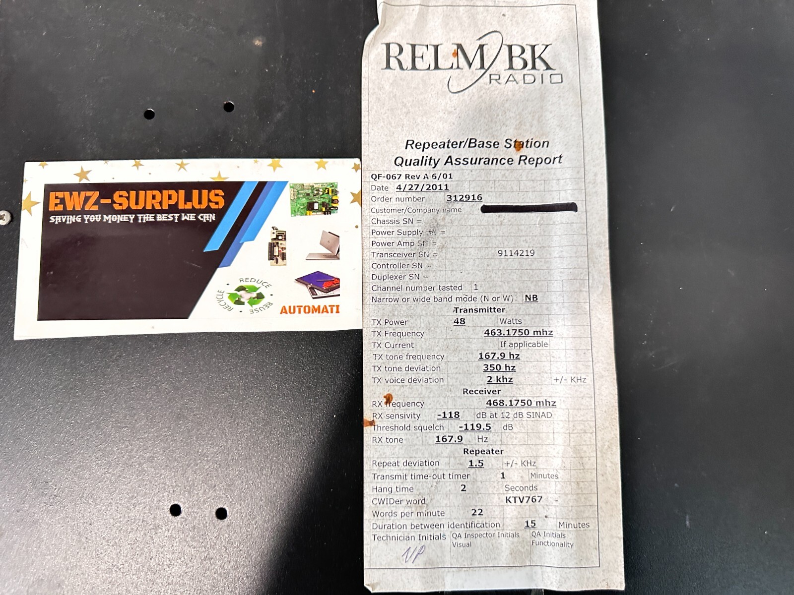 BRIGECOM SYSTEMS RELM RADIO REPEATER MODEL CS-540U TX 463.1750 MHZ RX ...