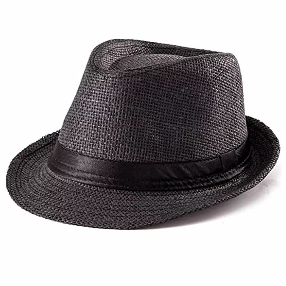 Unisex Straw Panama Hat Summer Beach Sun Short Brim Fedora Trilby Cuban ...