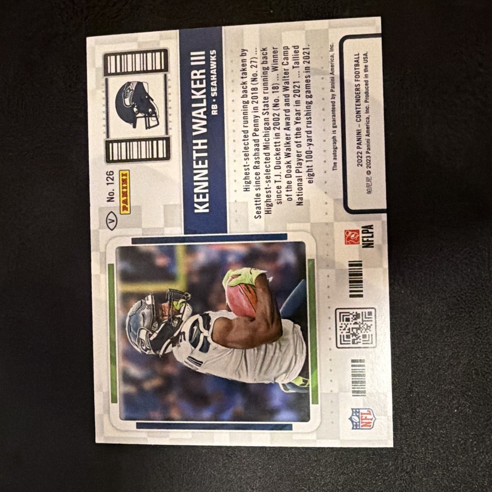 2022 Contenders Kenneth Walker III Rookie Ticket Auto /23 Seahawks MINT ...