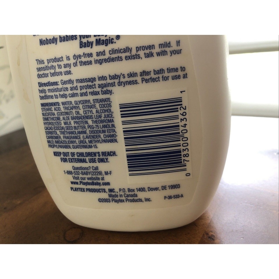 Vintage 2003 Playtex Baby Magic Calming Milk Lotion Lavender Chamomile ...