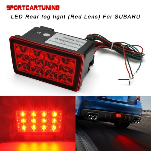For 2011-2021 Subaru WRX STI Red LED F1 Style Rear Fog Light 3rd Brake ...