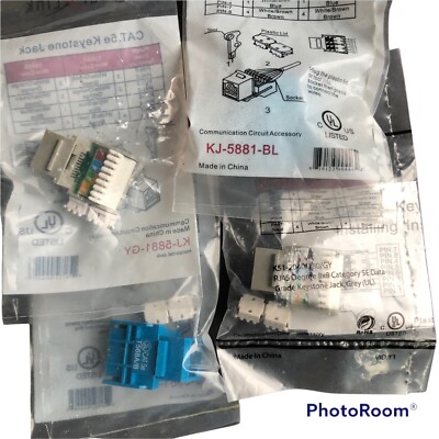 CAT-5E H-Jack, 8 Positions, 8 Conductors, Lot Of 3 (Green/2, White/1 ...