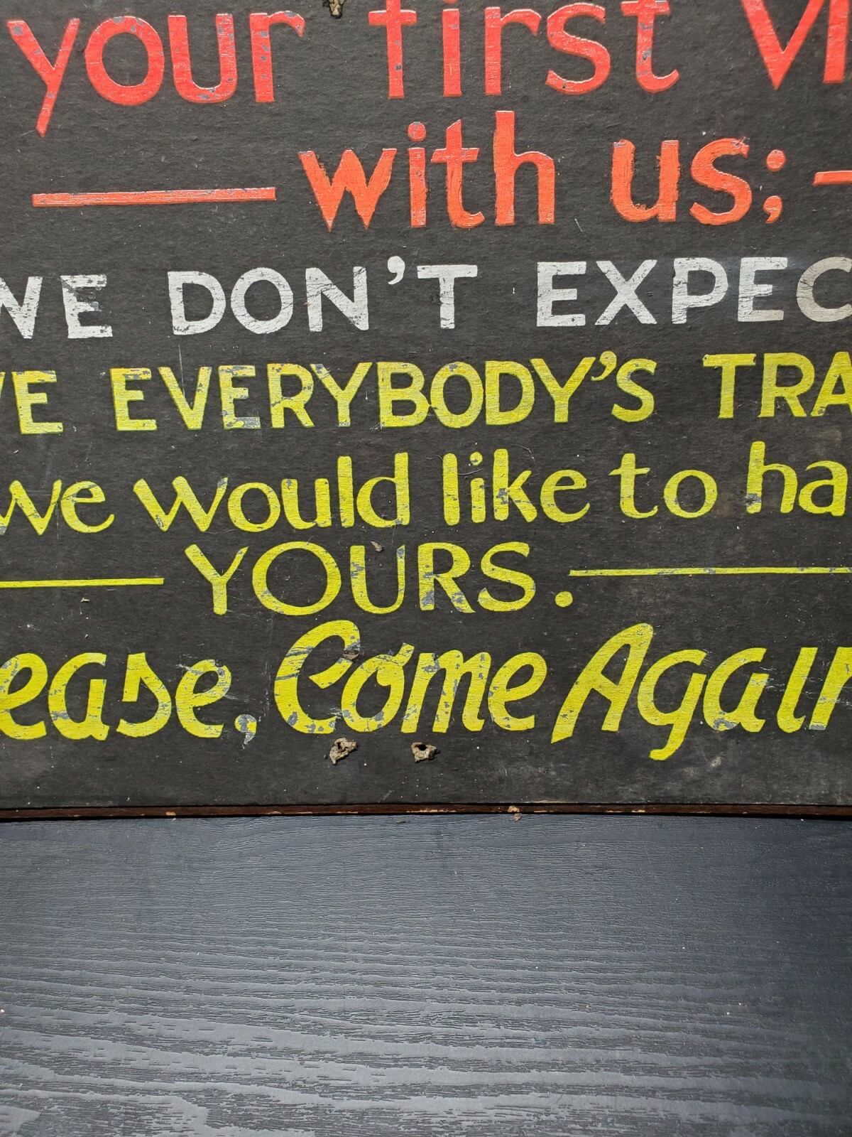 Vintage Please Come Again Sign / Masonite | eBay