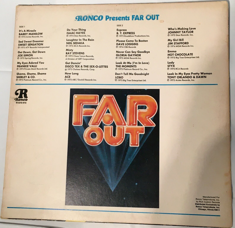 RONCO PRESENTS FAR OUT Vinyl LP 1975 RONCO R1975-915 Various Artists ...