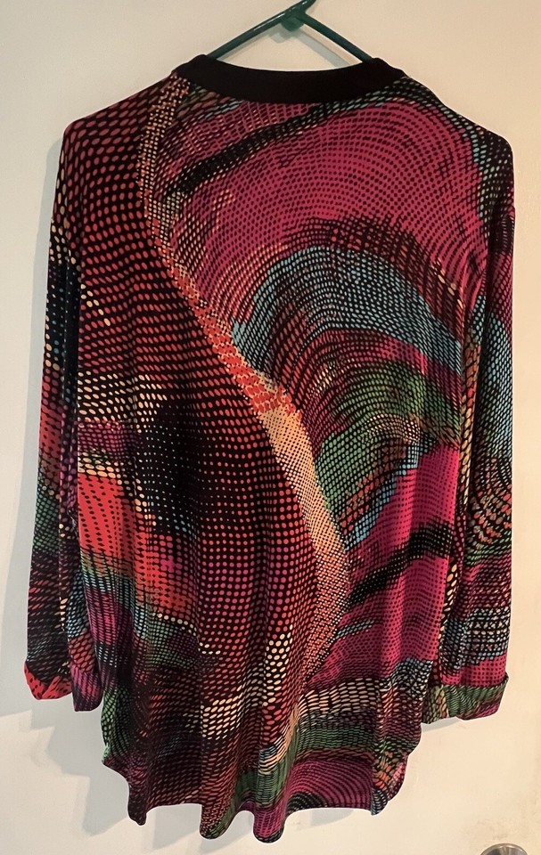 NYGARD Womens Long Pull Over 3/4 Zipper Multi Print Sz L | eBay