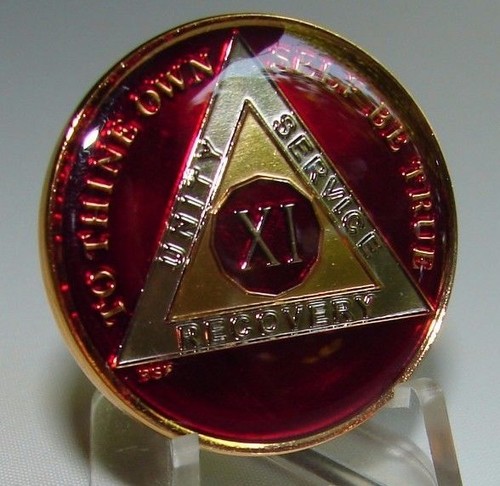 Red Alcoholics Anonymous 11 Year AA Medallion Coin Chip Token Sober | eBay