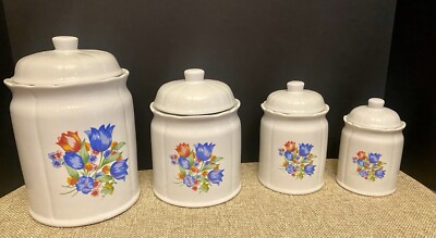 Corelle Coordinates • FRESH CUT • 4 Piece Floral Canister Set w ...