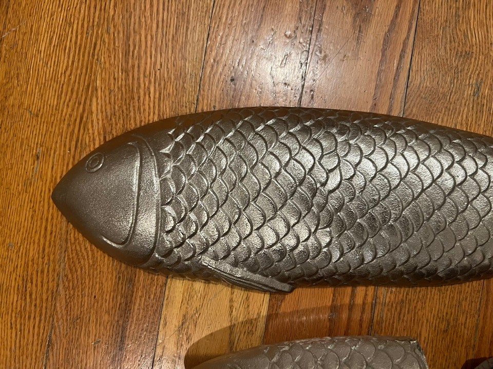 3 Piece Silver Cast Metal Fish Salmon Wall Decor Hanging 3D Fishing ...