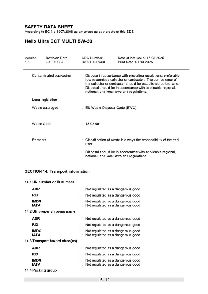 Shell Helix Ultra ECT Multi 5W-30 Fully Synthetic - 5Ltr Engine Oil LL ...
