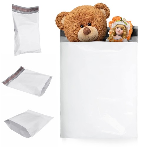 Gusseted Poly Mailers, 11 x 13 x 4 Inches. Pack of 100 White Expansion ...