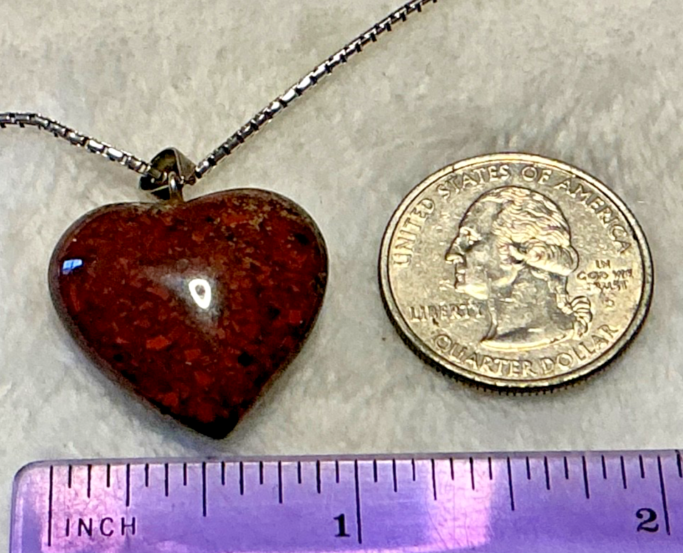 Heart Pendant Red Jasper ? Sterling Chain Marked KA 1772 for Karizia ...