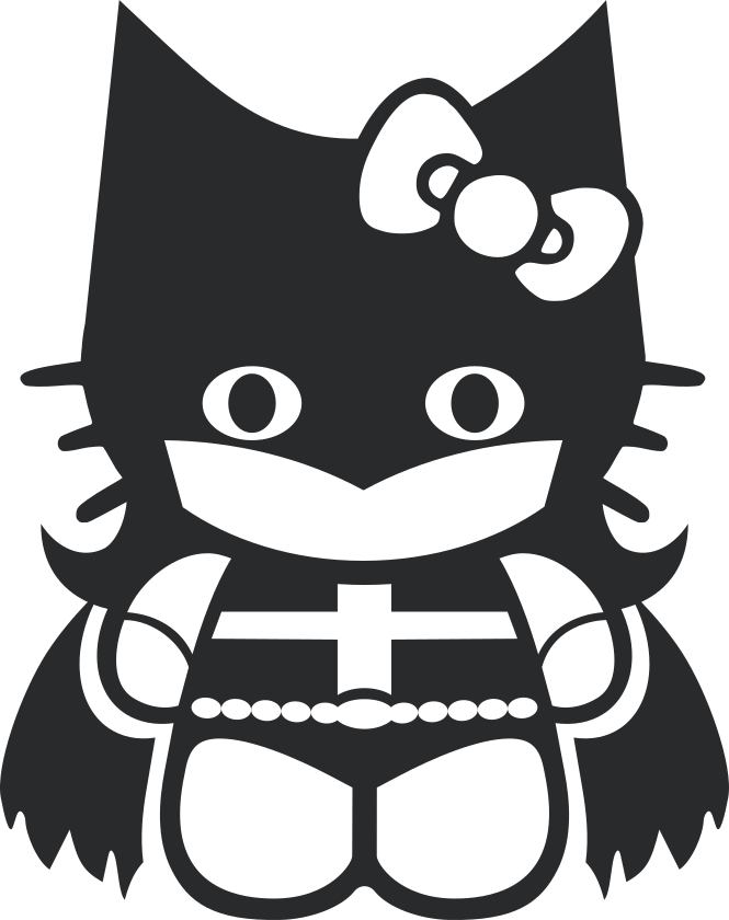 Hello Kitty DC Bat Family 6-inch Parody Vinyl Decals, Black or White | eBay