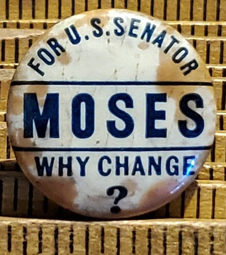 Vtg 1920's Celluloid U. S. Senator NH (George Higgins) MOSES PINBACK ...