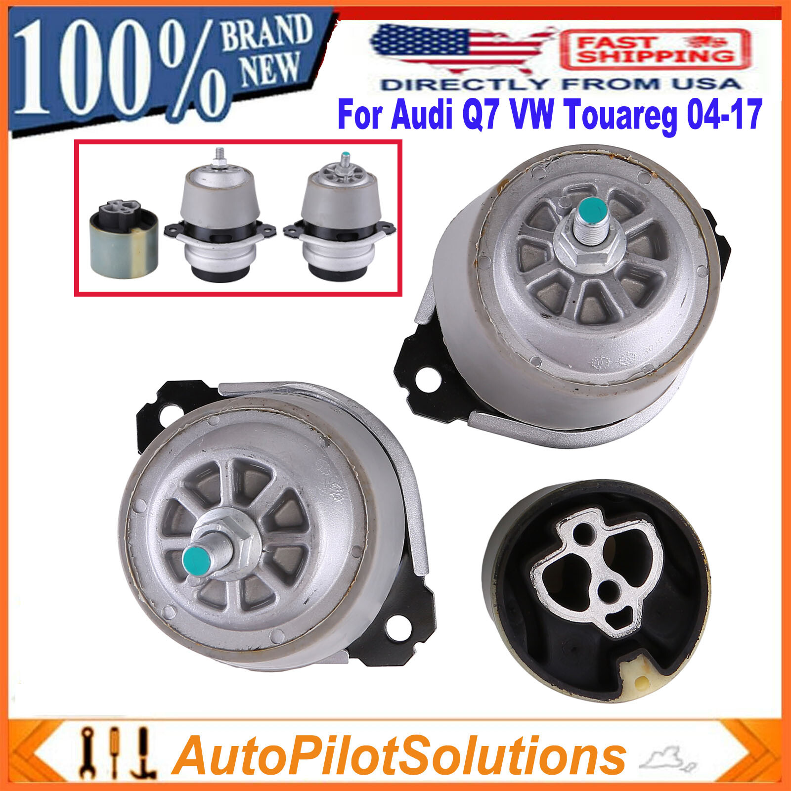 Pair Engine Motor Mounts W/ Trans Mount For Audi Q7 VW Touareg 04-10 ...