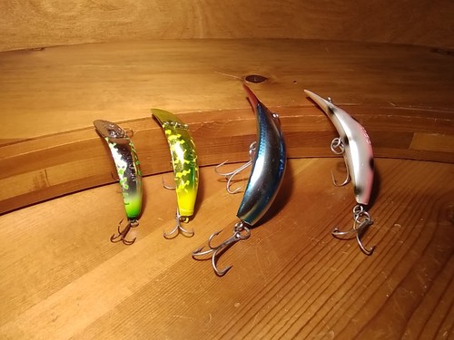 Set 4 Vintage Helin T50 T55 Flatfish Lures And Kwikfish K14 K12 Lures ...