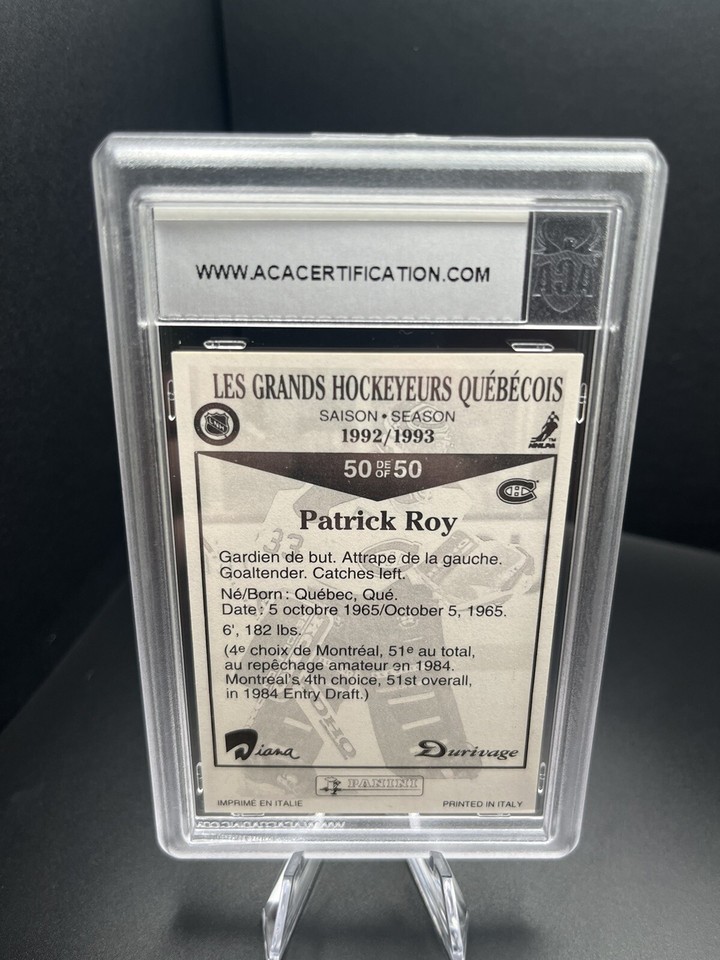 1992-93 Panini Durivage Patrick Roy Auto Certified Signature | eBay