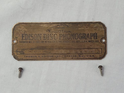 Edison Diamond Disc Record Player C-150 Parts - Rectangle Model # Brass ...