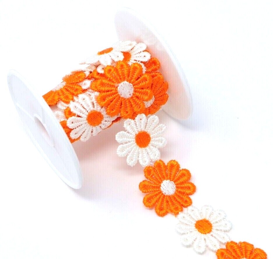 FCL 2 Yards Daisy Flower Lace And Ribbon Trim for Sewing and ...