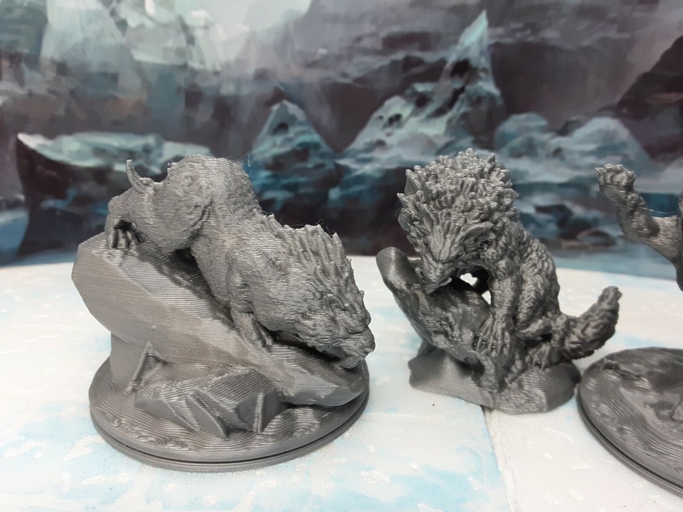 3 Piece Dire Wolf Saber Tooth Tiger Miniatures Mini Figure Dungeons ...