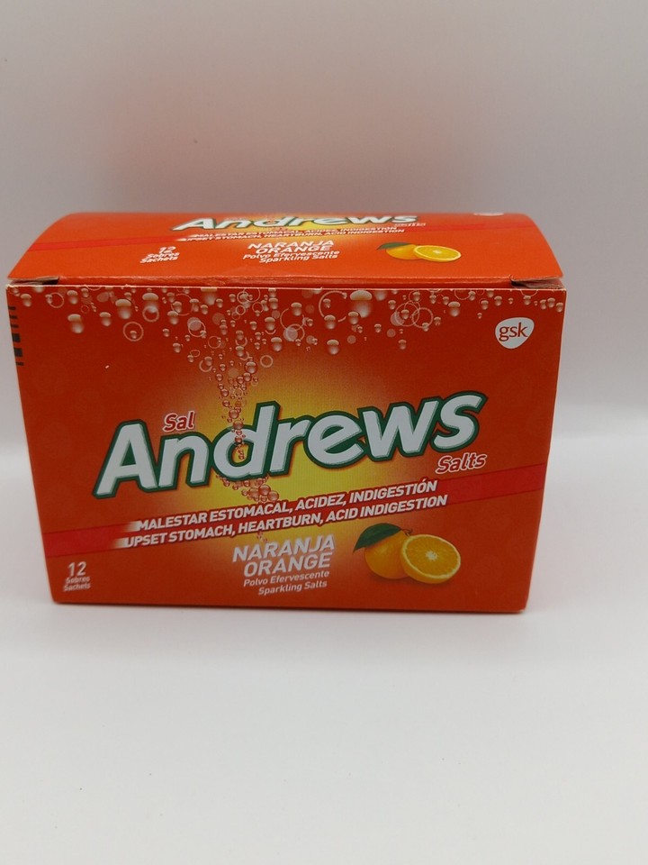 Andrews Salts Orange- 12 Sachets for Upset Stomach, Heartburn & Acid ...