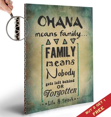Ohana Means Family Poster, A4 Glossy Print Lilo and Stitch Quotes Wall ...