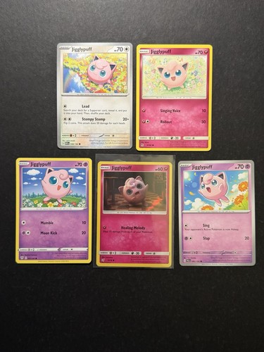 5 Jigglypuff Pokemon Card Collection Reverse Holo Fairy SM SWSH SV PTCG ...