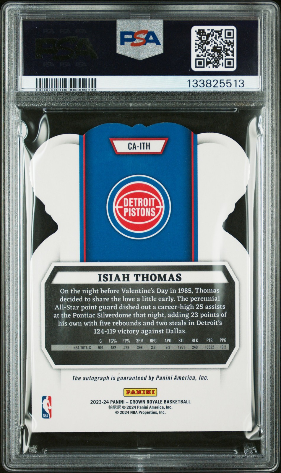 2023 PANINI CROWN ROYALE CROWN AUTO #CAITH ISIAH THOMAS 53/75 PSA 7 | eBay