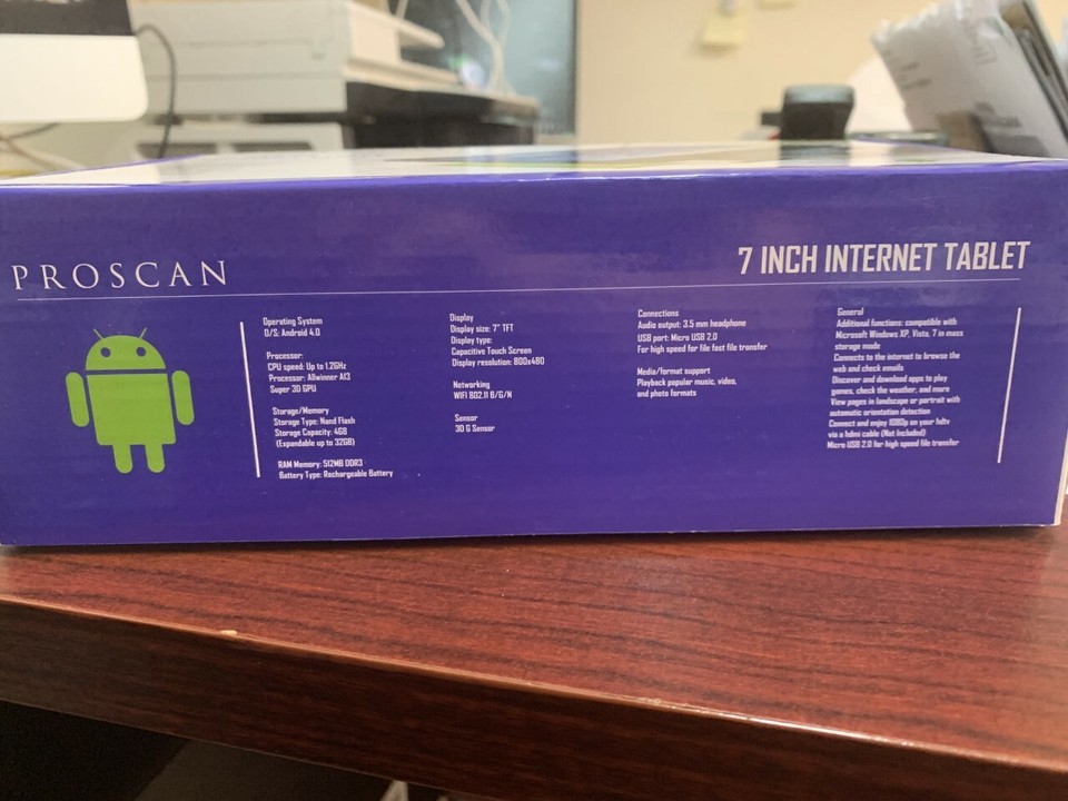 Proscan 7-Inch Android 4.0 Touch Screen Table with Built In Camera New ...