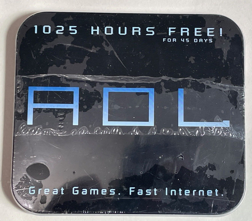 1025 Hours Free 45 Days AOL CD Internet Disk Sealed Unopened Tin ...