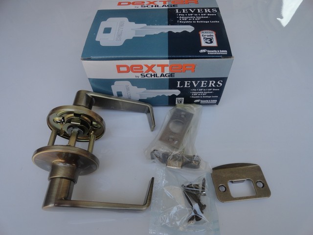 Dexter Schlage Passage J10 Mar 609 Marin Antique Brass Door Lever Hall ...