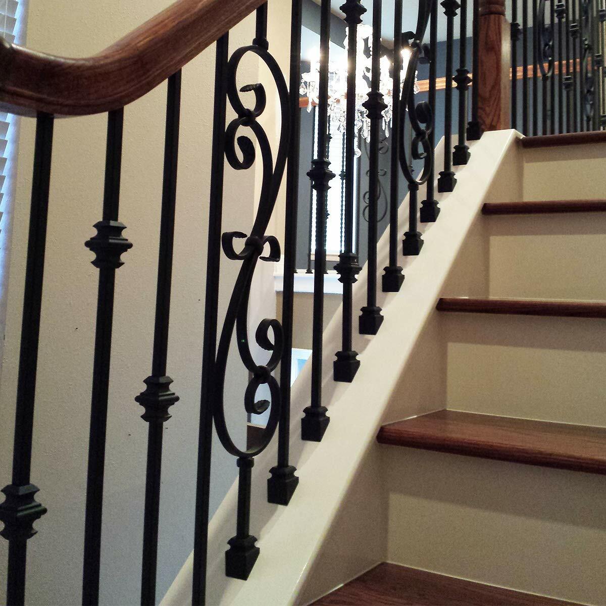 Skinny Scroll Stair Iron Balusters (5-PACK) Hollow Metal Spindles ...