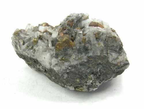Antique Quartz Pyrite mineral geode cluster rock specimen sample 411gms ...