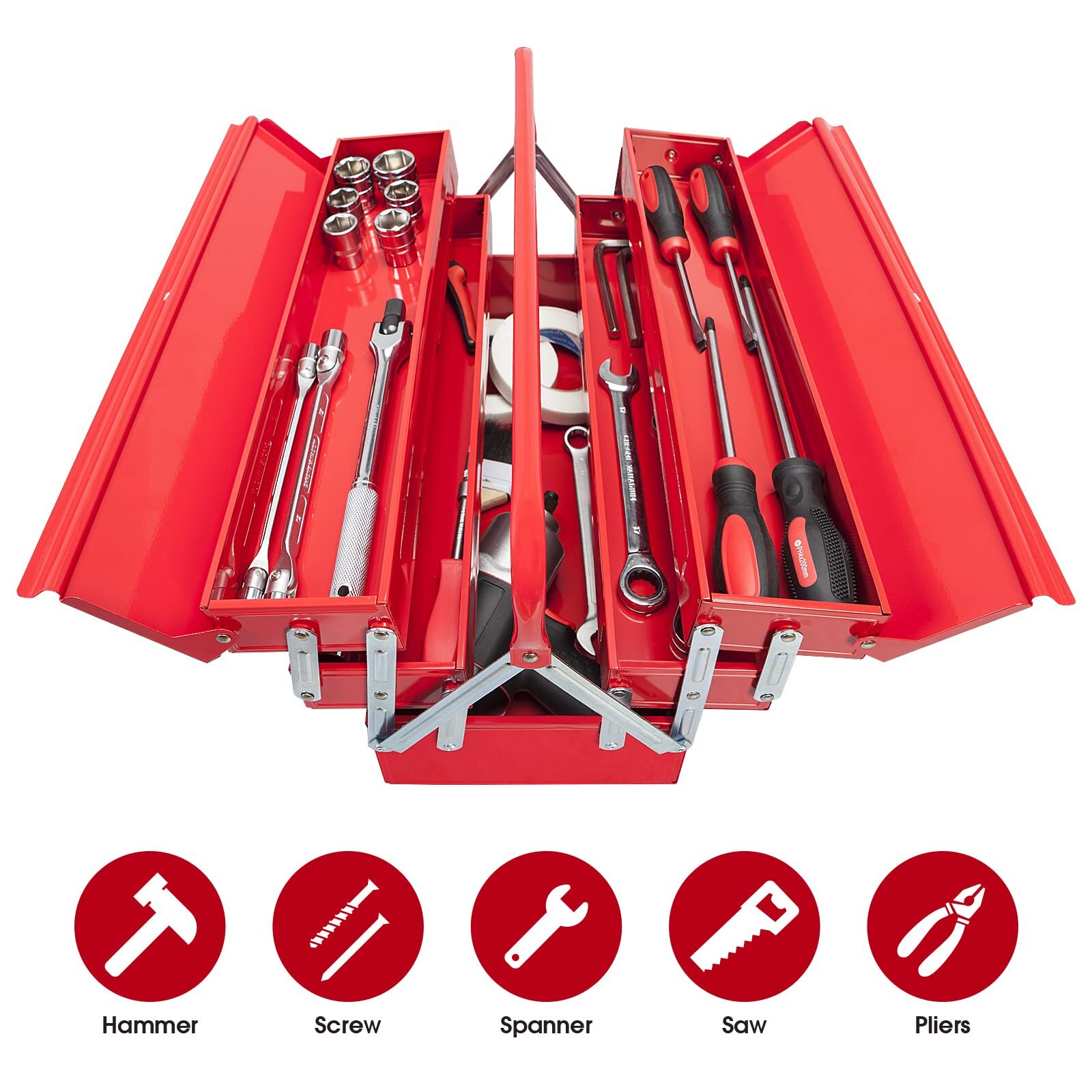 Torin 18-inch Tool Box Portable Tool Box 5 Tray Cantilever Tool ...