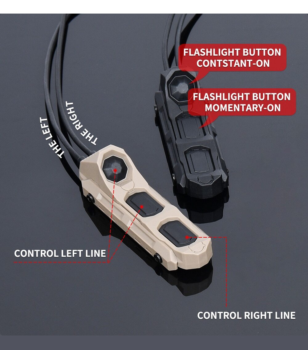 Tactical Flashlight Dual Control Remote SF Crane Switch For PEQ DBAL ...