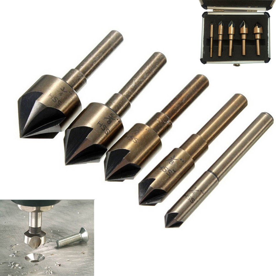6PC COUNTERSINK TOOL BIT SET COUNTER SINK FOR STEEL METAL WOOD PLASTIC ...