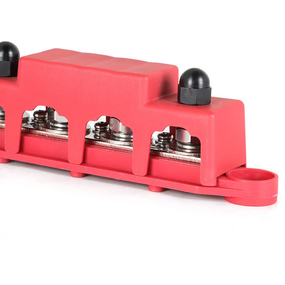New Red 4 Post Busbar Bus Bar Power Distribution Block 12V 250A With ...