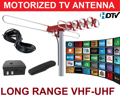 LONGEST RANGE OUTDOOR HD TV ANTENNA MOTORIZED AMPLIFIED HIGH GAIN 105 ...
