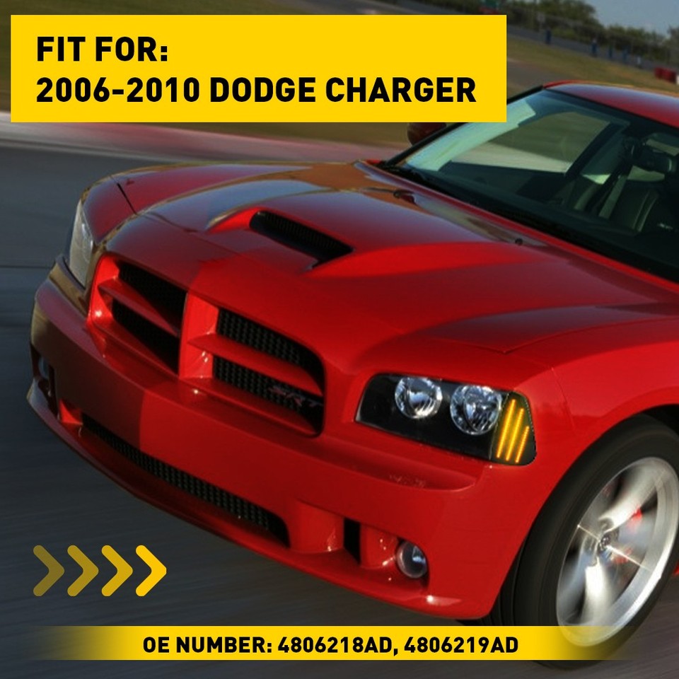 For 06-10 Dodge Charger Smoked Lens Front Turn Signal Lamps Corner ...