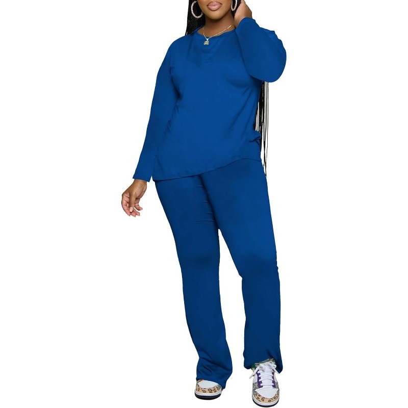 Womens 2Pcs Outfits Casual Long Sleeve Top Flare Pants Jogging ...