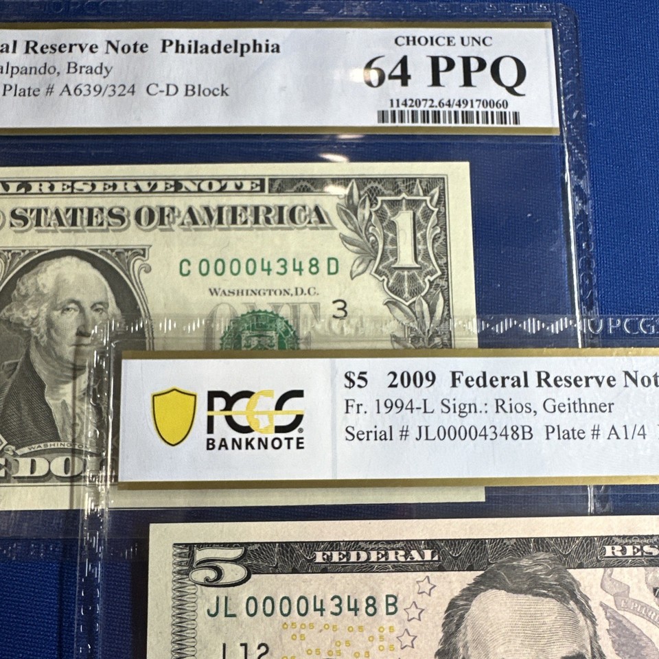 Federal Reserve Note PCGS Matching Low Serial & Fancy Serial Number | eBay